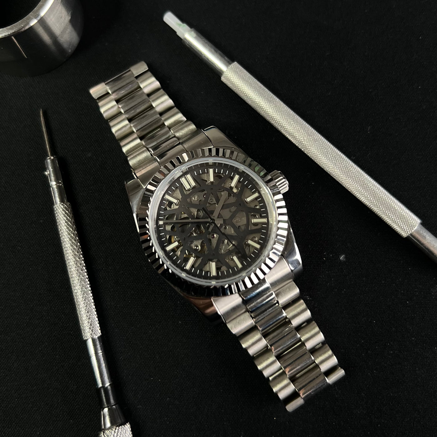 DateJust Skeleton - Custom Seiko NH70 Automatic Watch – JC WatchMod